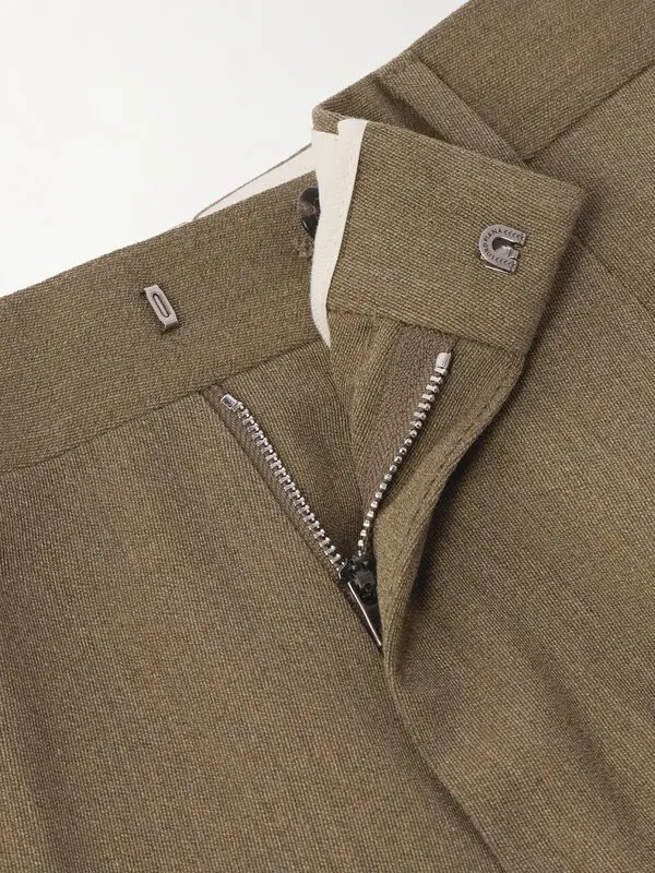 Loro Piana Tapered Pleated Wool-twill Suit Trousers
