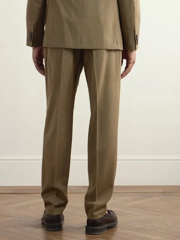 Loro Piana Tapered Pleated Wool-twill Suit Trousers