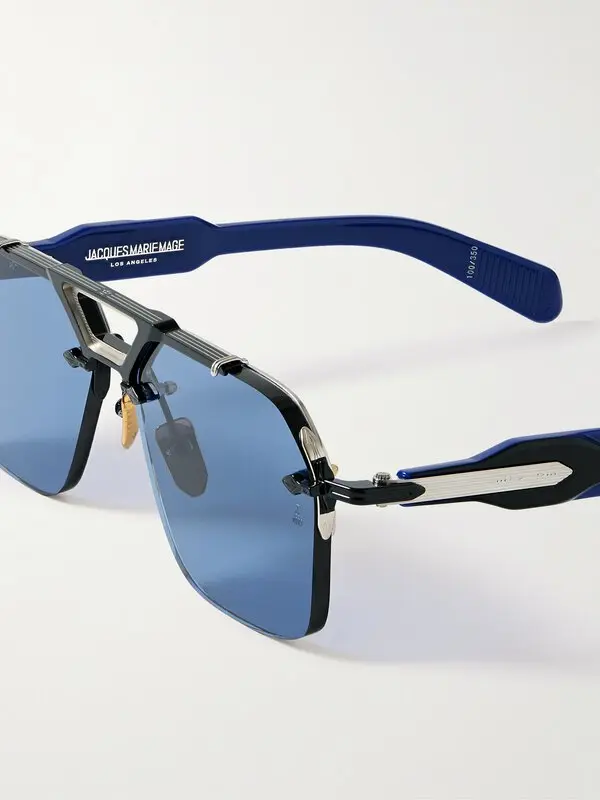 JACQUES MARIE MAGE Silverton Aviator Sunglasses - Black