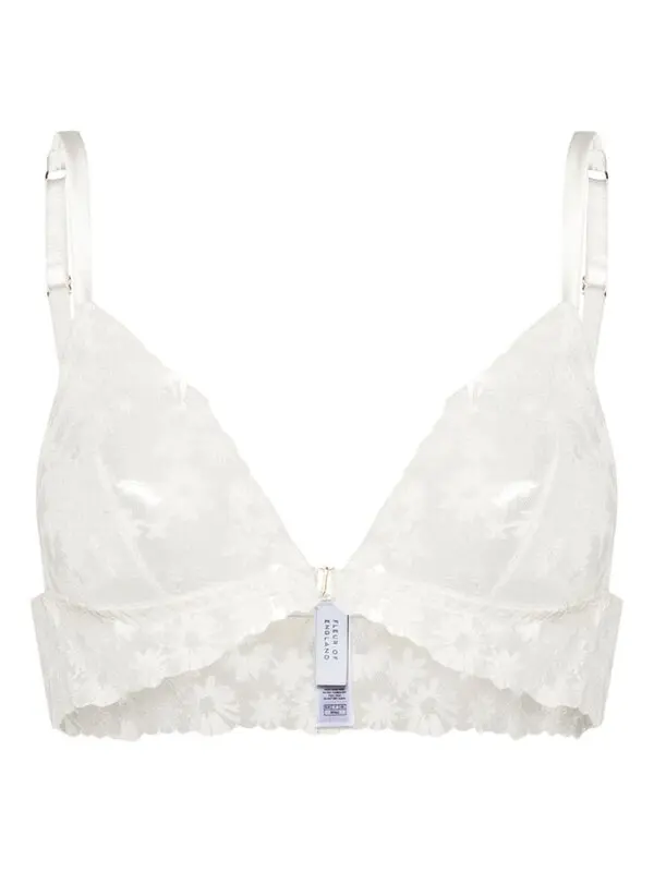FLEUR OF ENGLAND Daisy Boudoir Floral-lace Bra - White