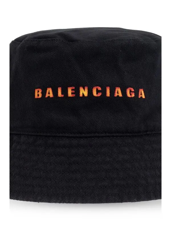 Balenciaga Logo-Embroidered Cotton Bucket Hat - Black  display picture 1