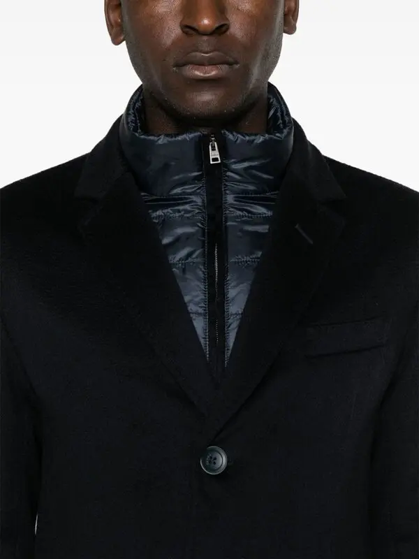 Herno Layered Single-breasted Coat - Blue