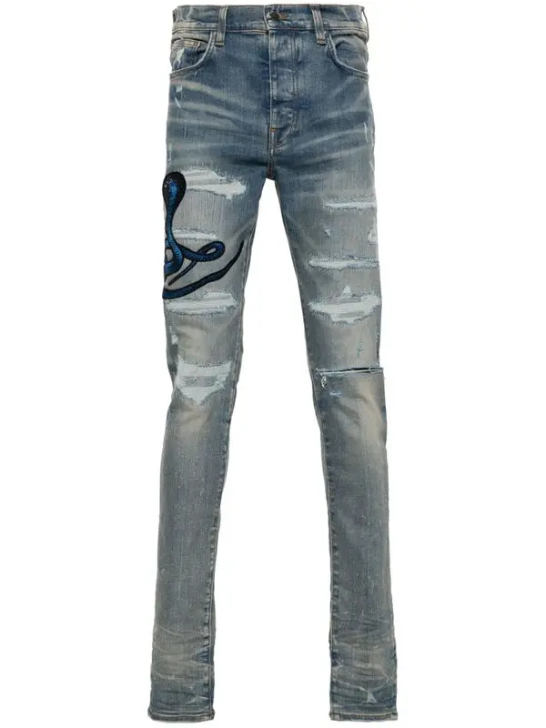 Amiri Patch-detail Jeans - Blue