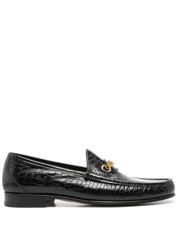 TOM FORD Crocodile-effect Leather Loafers
