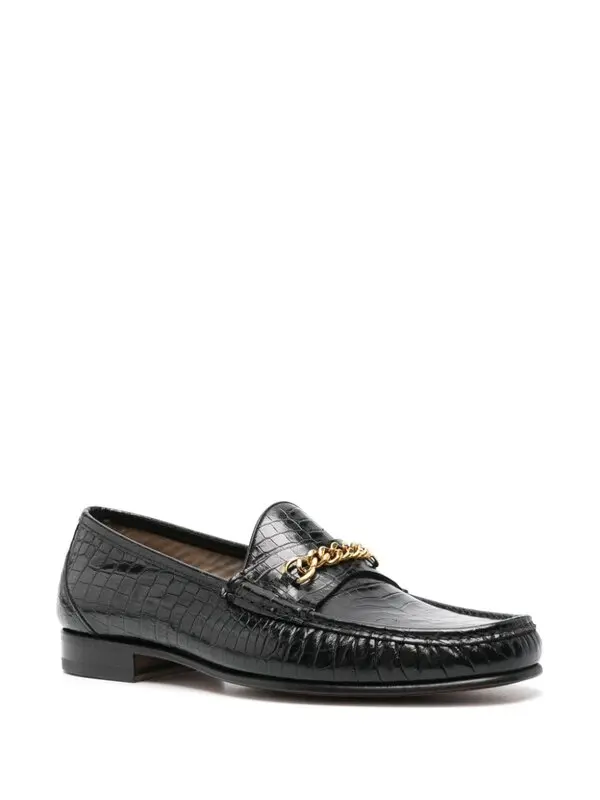 TOM FORD Crocodile-effect Leather Loafers