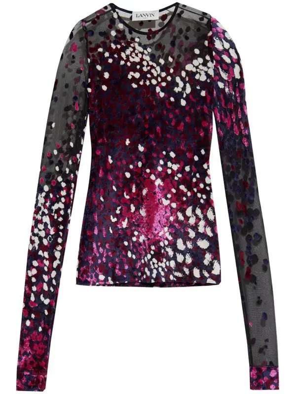 LANVIN Semi-sheer Long-sleeve Top