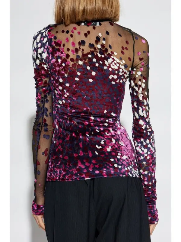 LANVIN Semi-sheer Long-sleeve Top