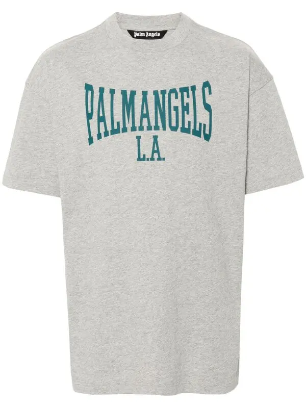 Palm Angels Logo-print Cotton T-shirt - Grey