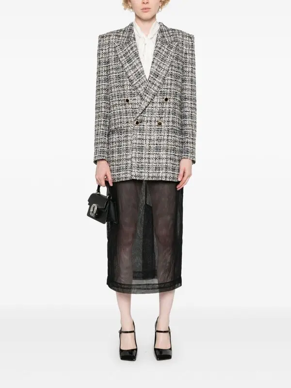 Alessandra Rich Double-breasted Tweed Blazer - White