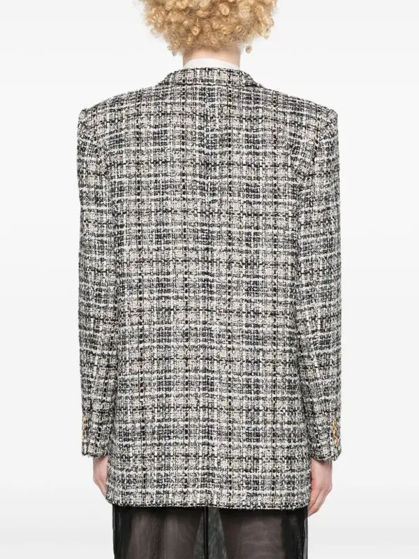 Alessandra Rich Double-breasted Tweed Blazer - White