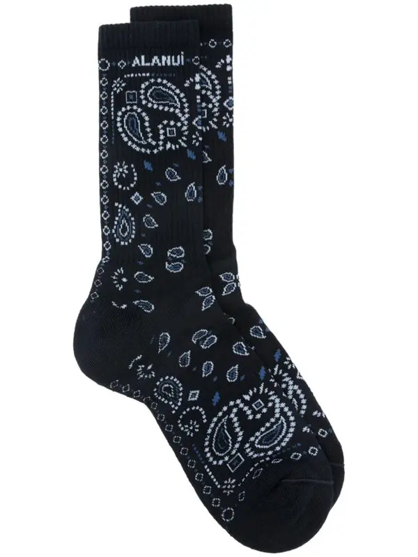 Alanui Bandana-print Socks - Blue