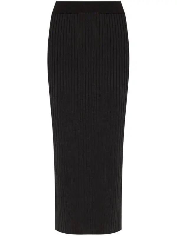 JIL SANDER Ribbed Knit Midi Skirt - Black