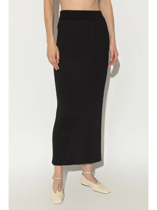 JIL SANDER Ribbed Knit Midi Skirt - Black