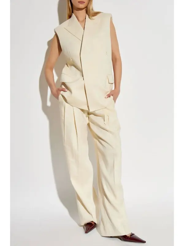 Helmut Lang Pleated Wide-leg Trousers