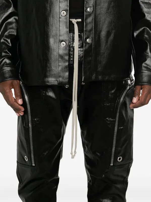 Rick Owens Porterville Bauhaus Leather Cargo Pants In Black - 53