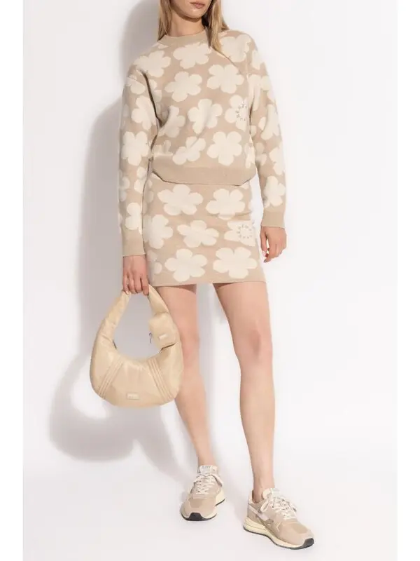Kenzo Floral Intarsia Knit Skirt - Neutrals