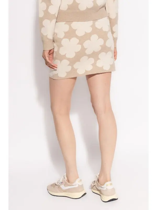 Kenzo Floral Intarsia Knit Skirt - Neutrals