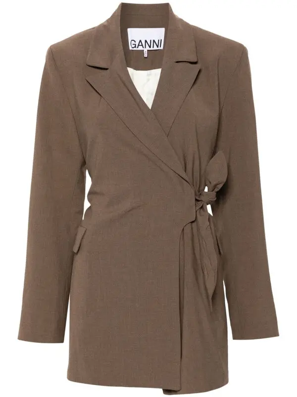 GANNI Knot-belted Wrap Blazer