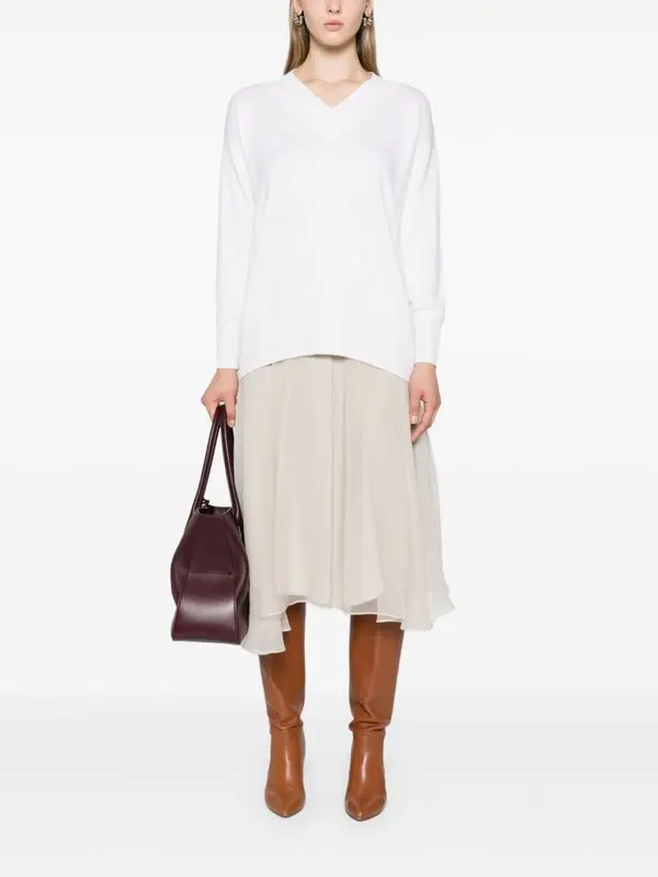 Brunello Cucinelli Sequined V-neck Jumper - Neutrals