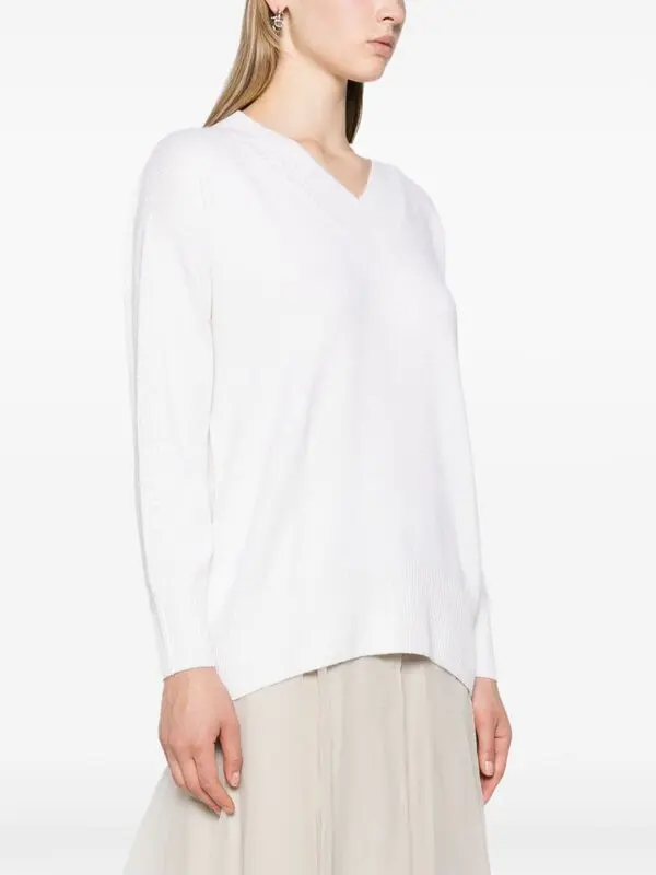 Brunello Cucinelli Sequined V-neck Jumper - Neutrals