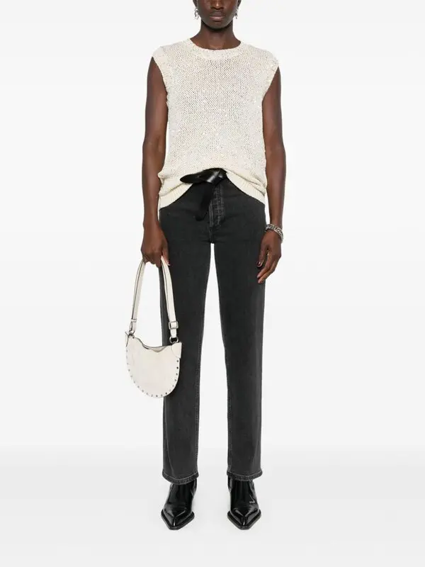 GOLDEN GOOSE Sequin Embellished Knitted Top - Neutrals