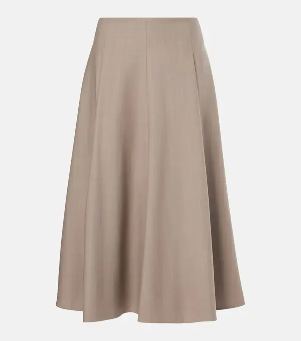 Brunello Cucinelli Wool Midi Skirt - Grey