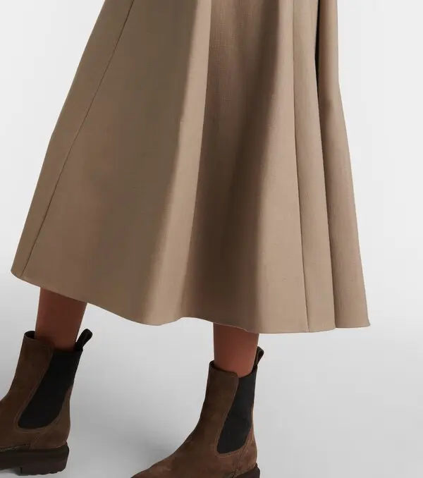 Brunello Cucinelli Wool Midi Skirt - Grey