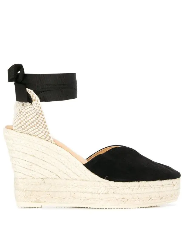 Manebí Hamptons Suede Wedge Espadrilles - Black