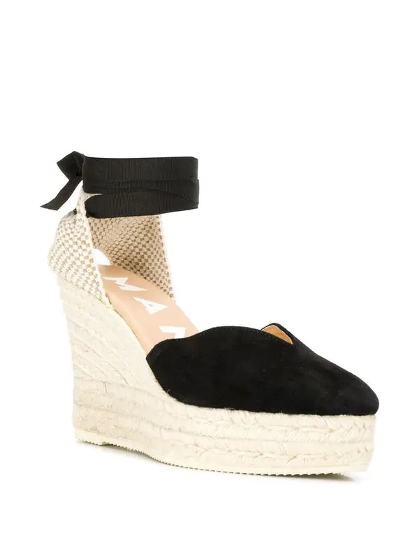 Manebí Hamptons Suede Wedge Espadrilles - Black