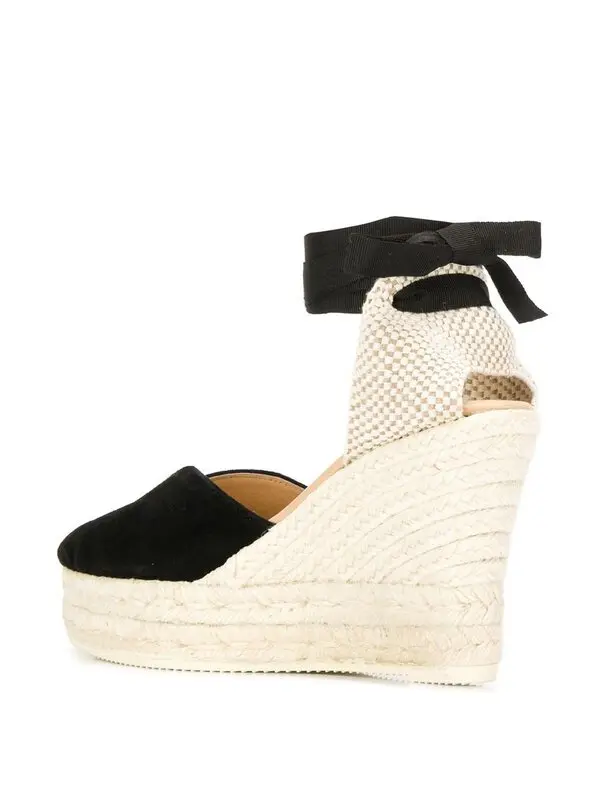 Manebí Hamptons Suede Wedge Espadrilles - Black