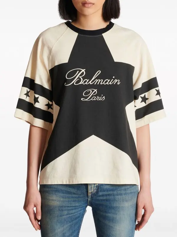 Balmain Logo Cotton T-shirt - Beige