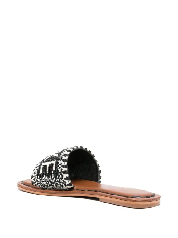 DE SIENA Lake Como Beads Flat Sandals - Black