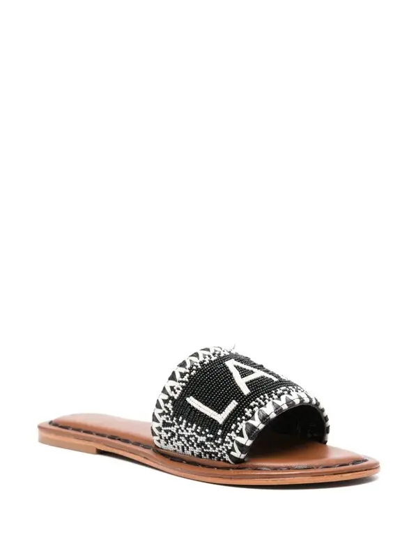 DE SIENA Lake Como Beads Flat Sandals - Black