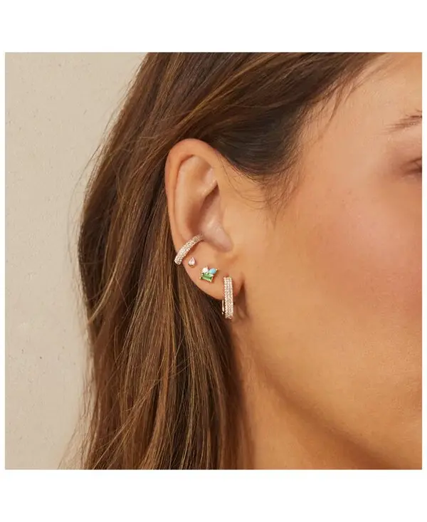 Ef Collection 14k Yellow Gold Triple Treasure Stud Earrings