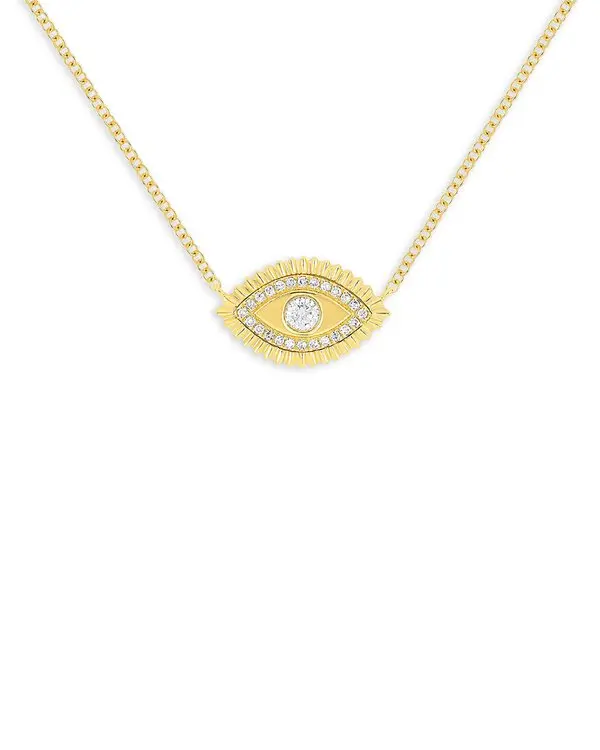 Ef Collection 14k Yellow Evil Eye Diamond Necklace - Gold