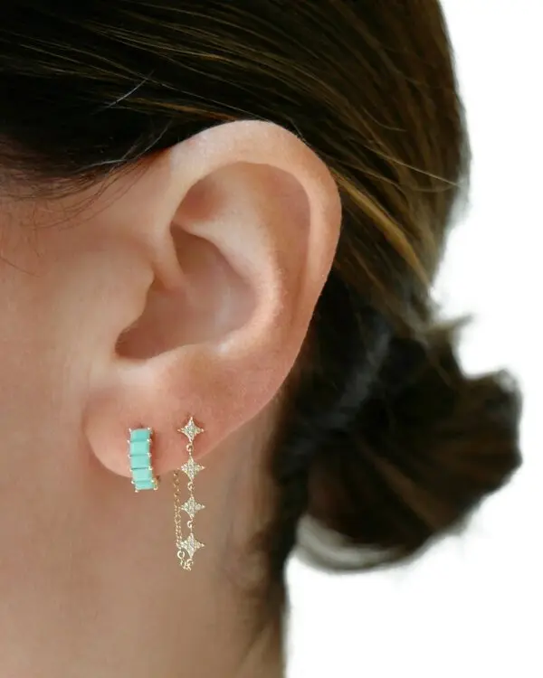 Ef Collection 14k Yellow Diamond Chain Stud Earrings