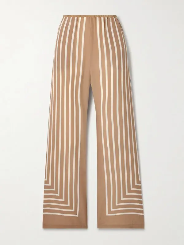 TOTEME Striped Silk-crepe Wide-leg Pants