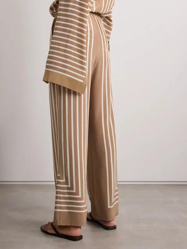 TOTEME Striped Silk-crepe Wide-leg Pants