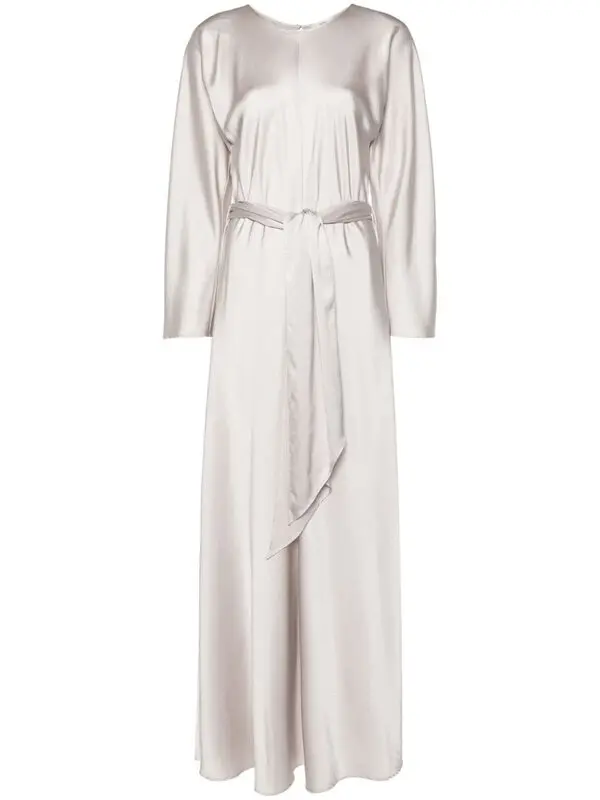 FORTE_FORTE Belted Satin Maxi Dress
