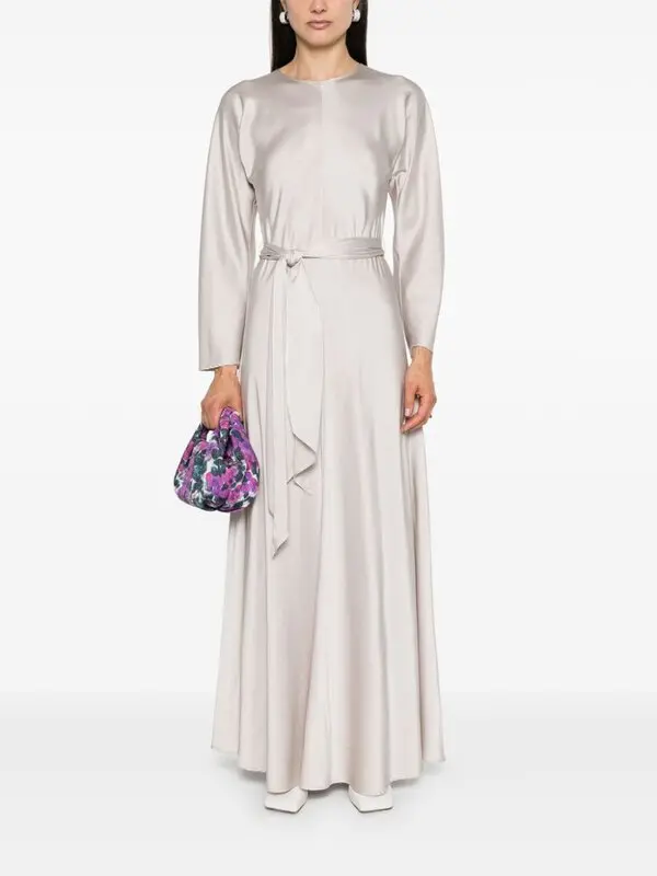 FORTE_FORTE Belted Satin Maxi Dress
