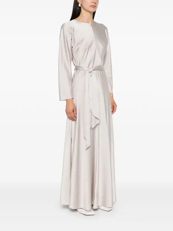 FORTE_FORTE Belted Satin Maxi Dress
