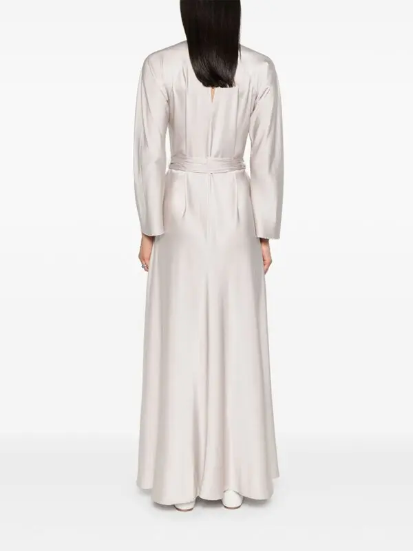 FORTE_FORTE Belted Satin Maxi Dress