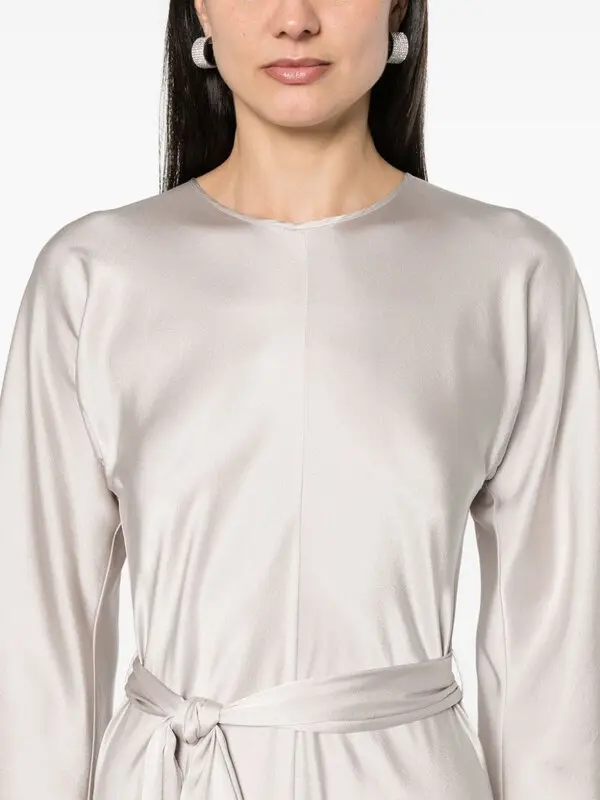 FORTE_FORTE Belted Satin Maxi Dress
