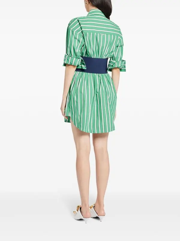 green emerald velvet dress STAUD, Wylie Dress in Dark Oak Micro Stripe, Size 12