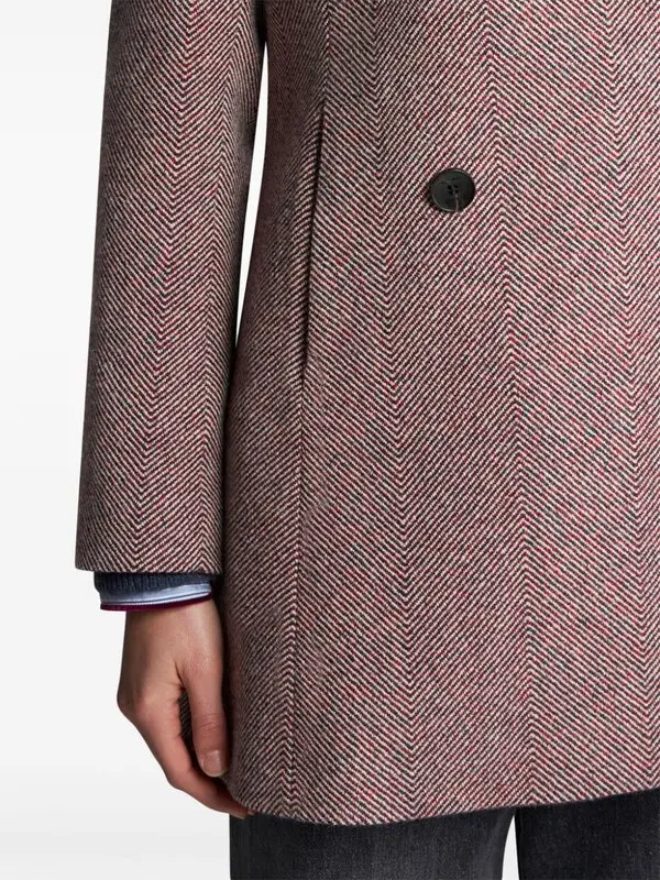 Etro Herringbone-pattern Double-breasted Coat - Red