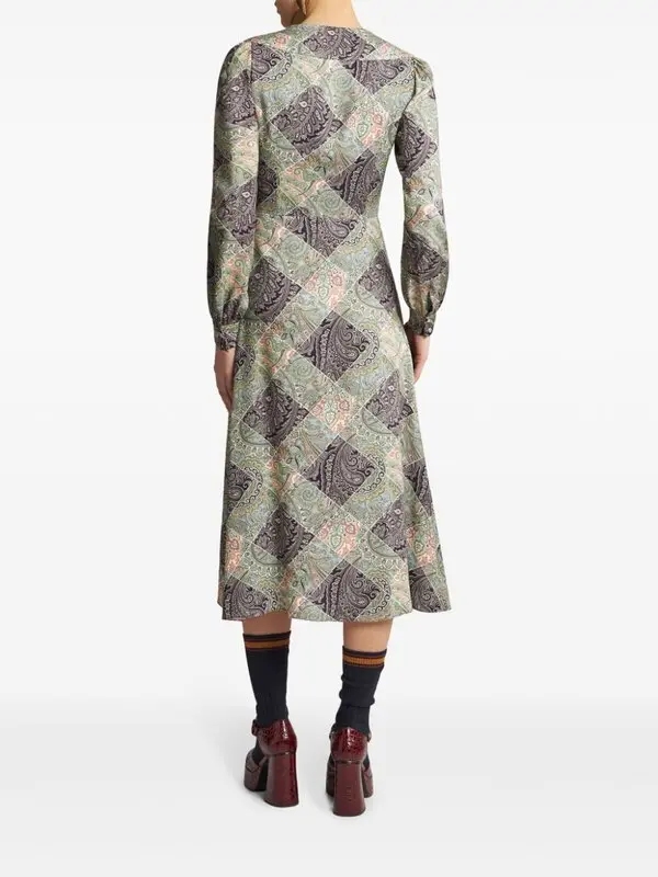 Etro Check Print Twill Midi Dress