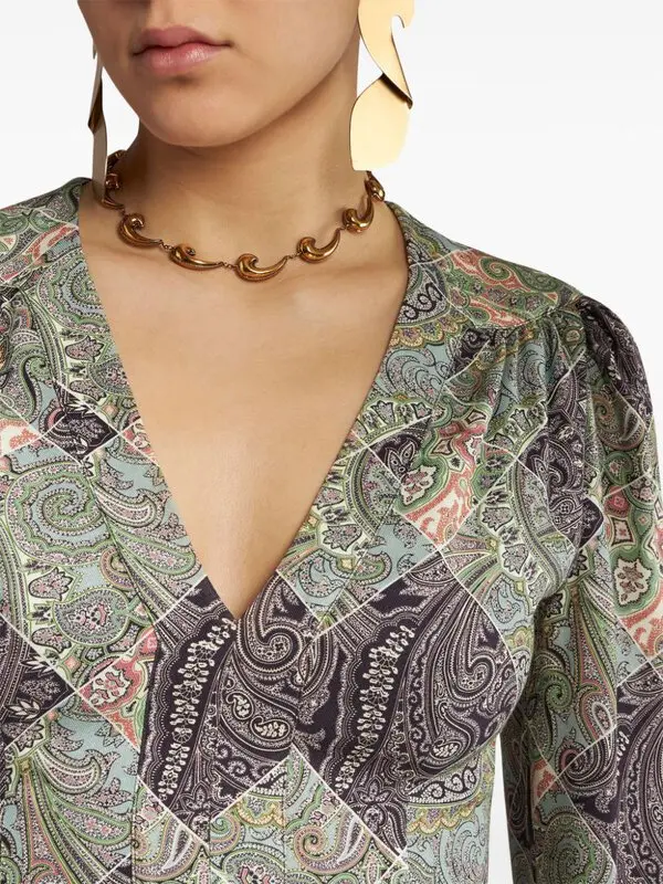 Etro Check Print Twill Midi Dress