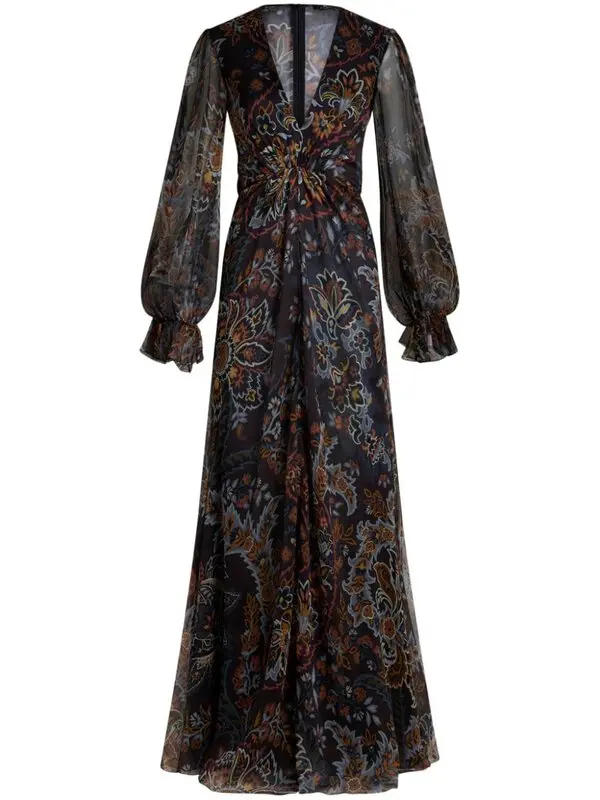 Etro Paisley Printed Silk Dress - Black