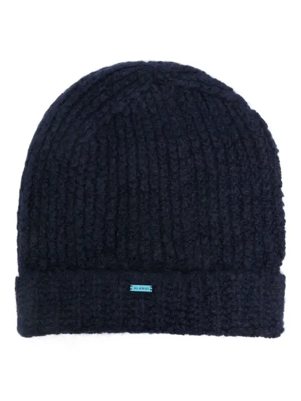 Alanui Logo Plaque Beanie - Blue