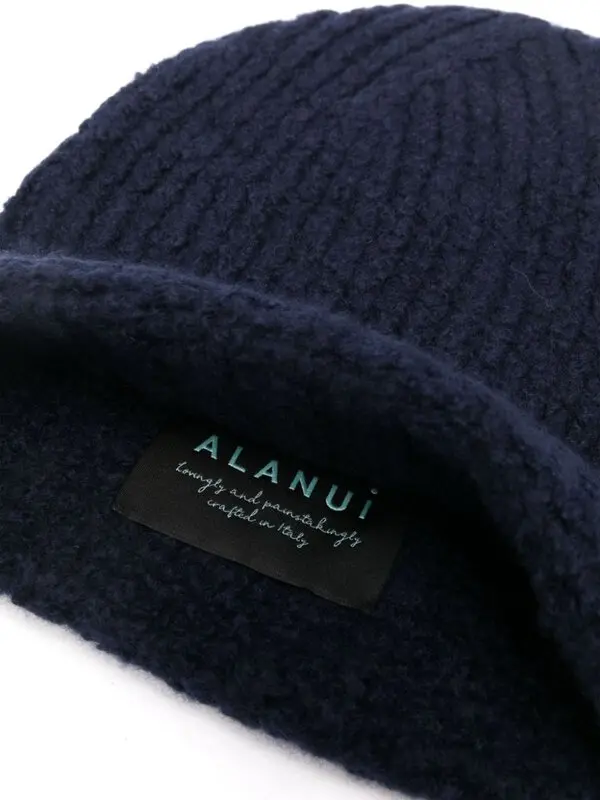 Alanui Logo Plaque Beanie - Blue